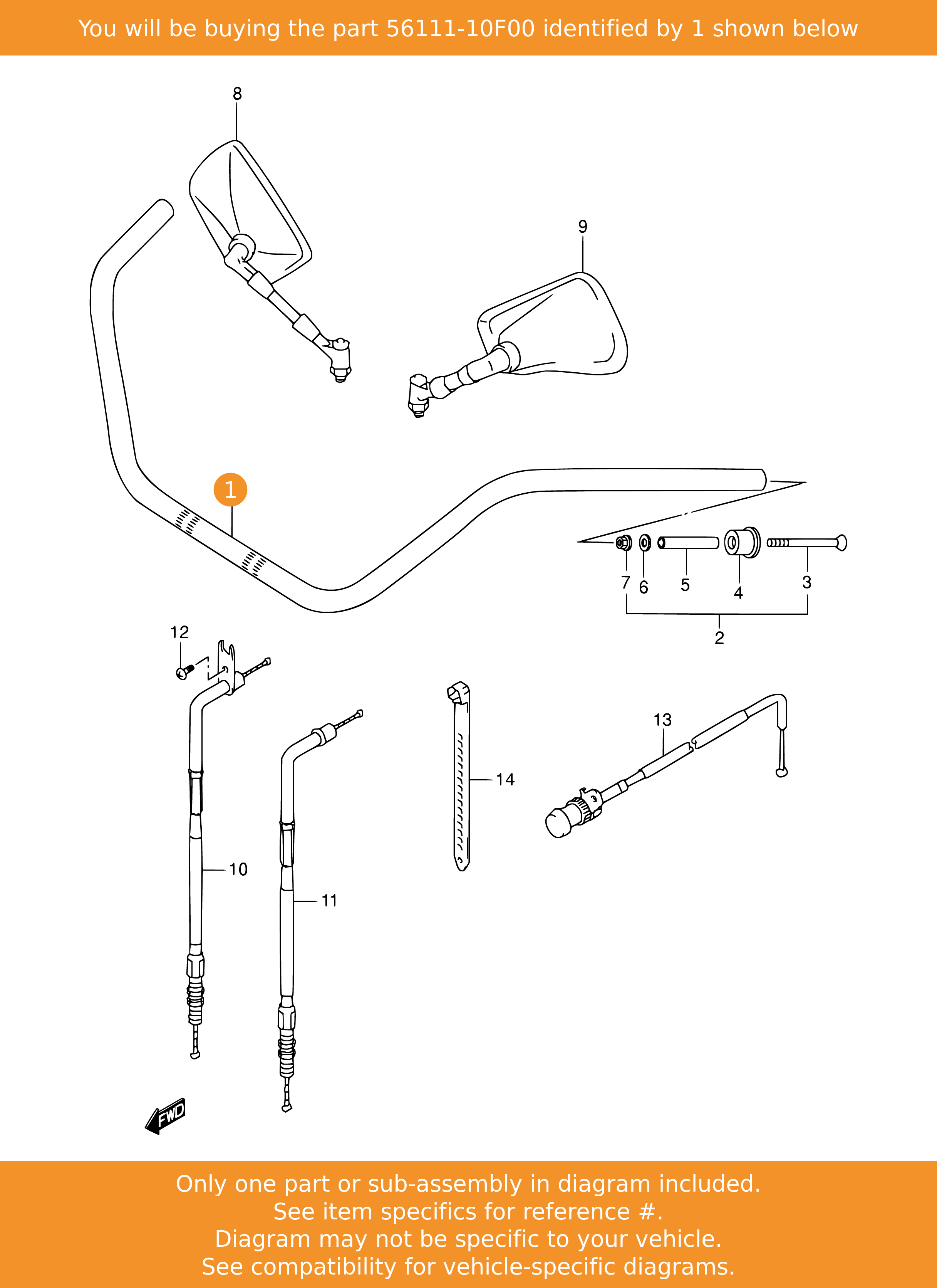 SUZUKI Handlebar, 56111-10F00 OEM | eBay